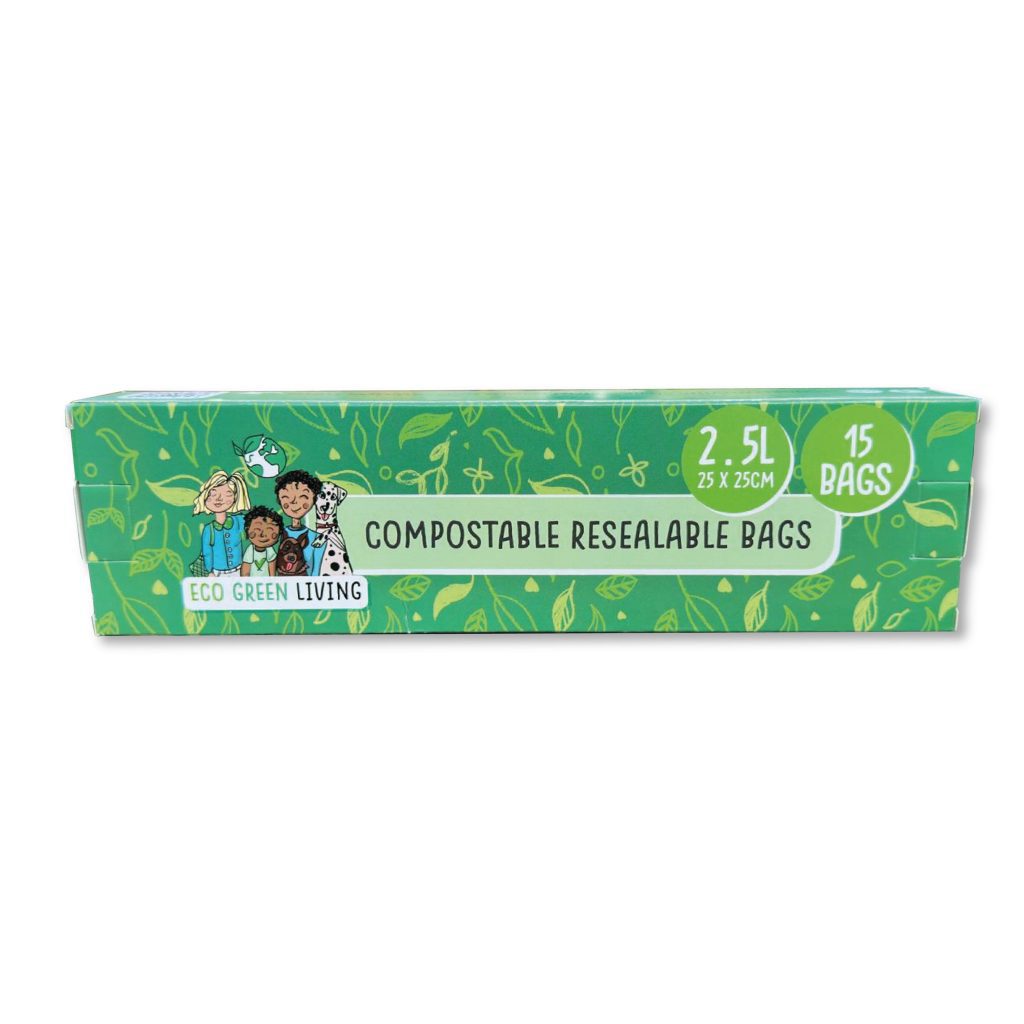 Compostable Large Resealable Bags from Eco Green Living 2.5 Litre (15 ...